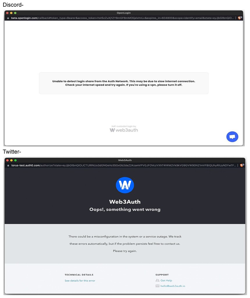 Twitter And Discord Custom Verifiers Are Not Working PnP Web SDKs