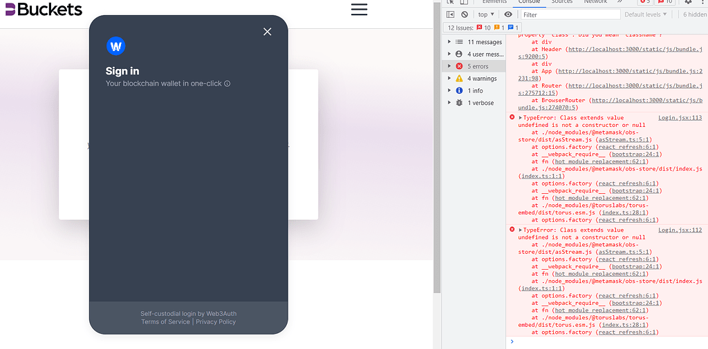 Empty Modal With React PnP Web SDKs Web3Auth Community