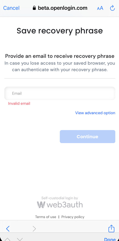 React Native Continue Button On Mfa Email Input Page Unresponsive 400 Error Register V2 