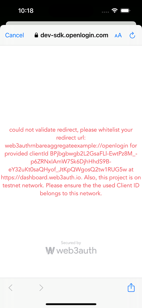 Eror Could Not Validate On React Native Help Plug N Play Web3auth Community