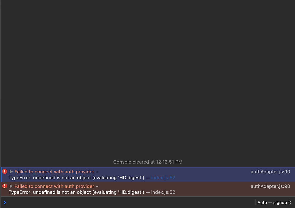 Failed To Connect With Auth Provider Typeerror Undefined Is Not An Object Evaluating ‘hd